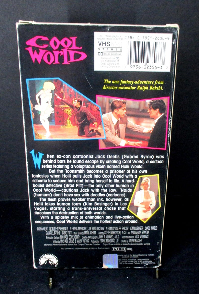 Cool World (VHS, 1992) Brad Pitt, Kim Basinger Live Action, Adult ...