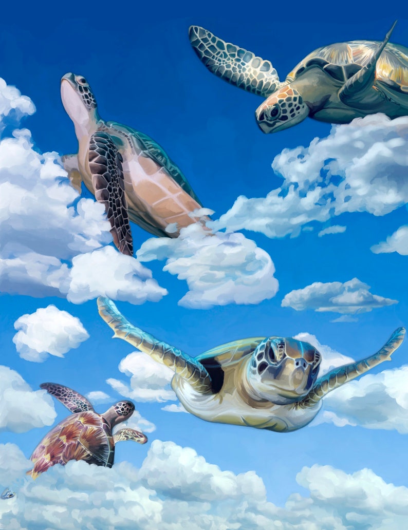 Sea Turtles in the Sky - Etsy