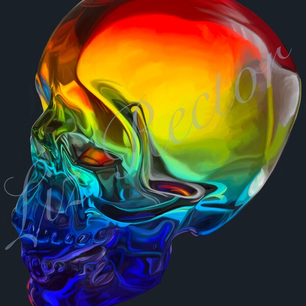Rainbow Skull Art - Etsy