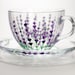 Tea Cup and Saucer Lavender Tea Set, Floral Glass Teacup, Personalized ...