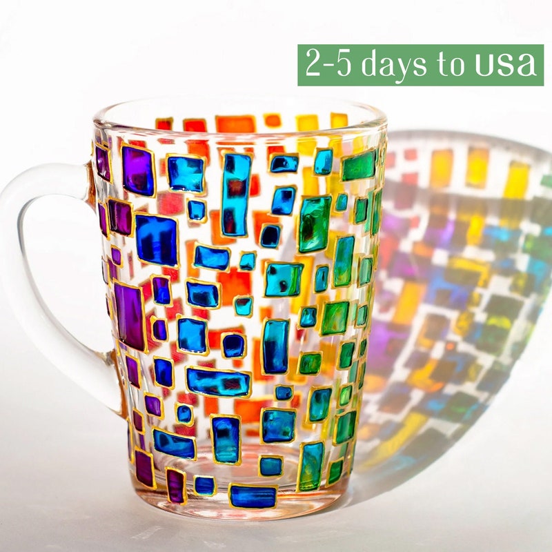 Multi Colored Glass Mug - Etsy
