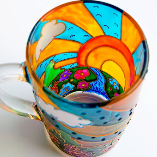 Sun Mug Coffee Mug Sunrise Sun Art Hand Painted Tea Mug - Etsy