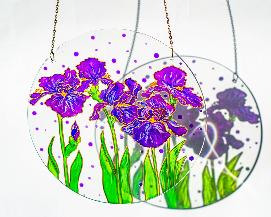 Stained Glass Window Hanging Flowers Suncatcher Custom - Etsy