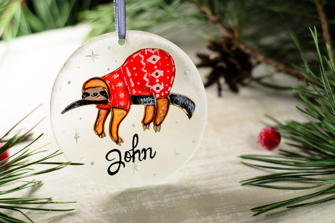 Sloth Christmas Ornament, Personalized Kids Christmas Ornament, Funny ...