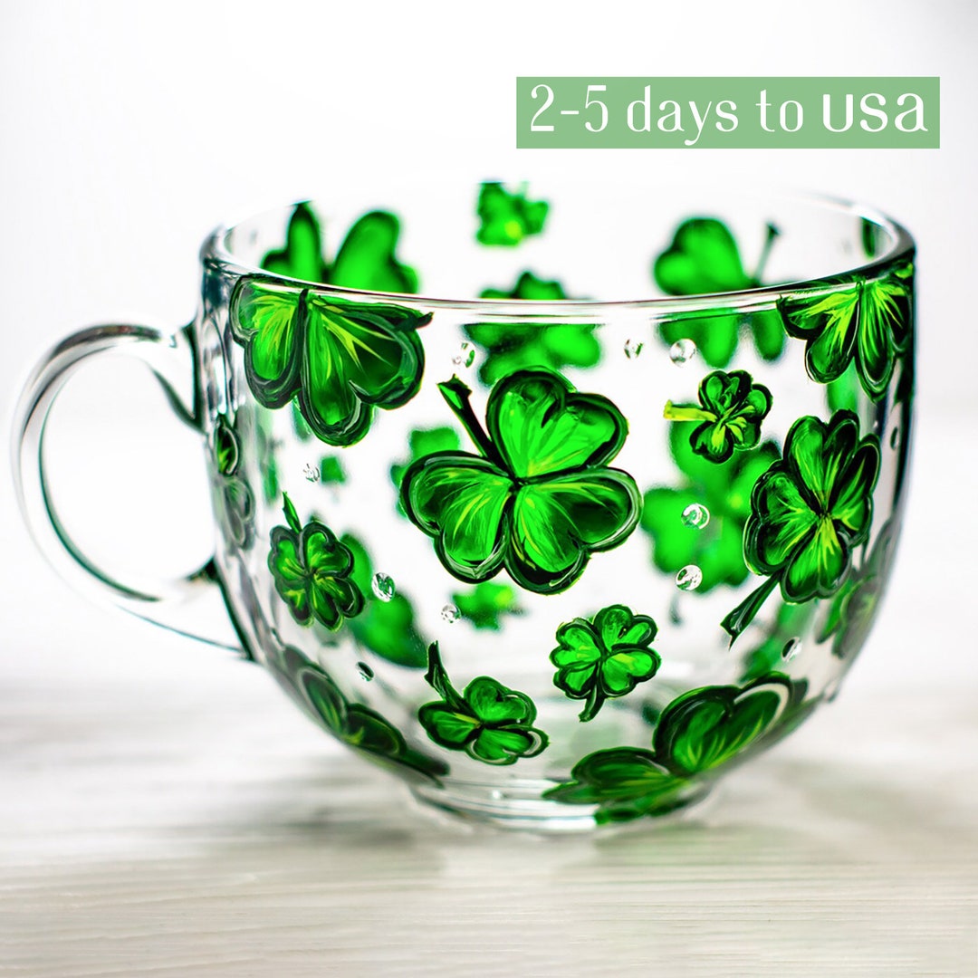 Shamrock Coffee Mug, Clover Mug Good Luck Gift, St Patrick's Day Mug, 2 ...