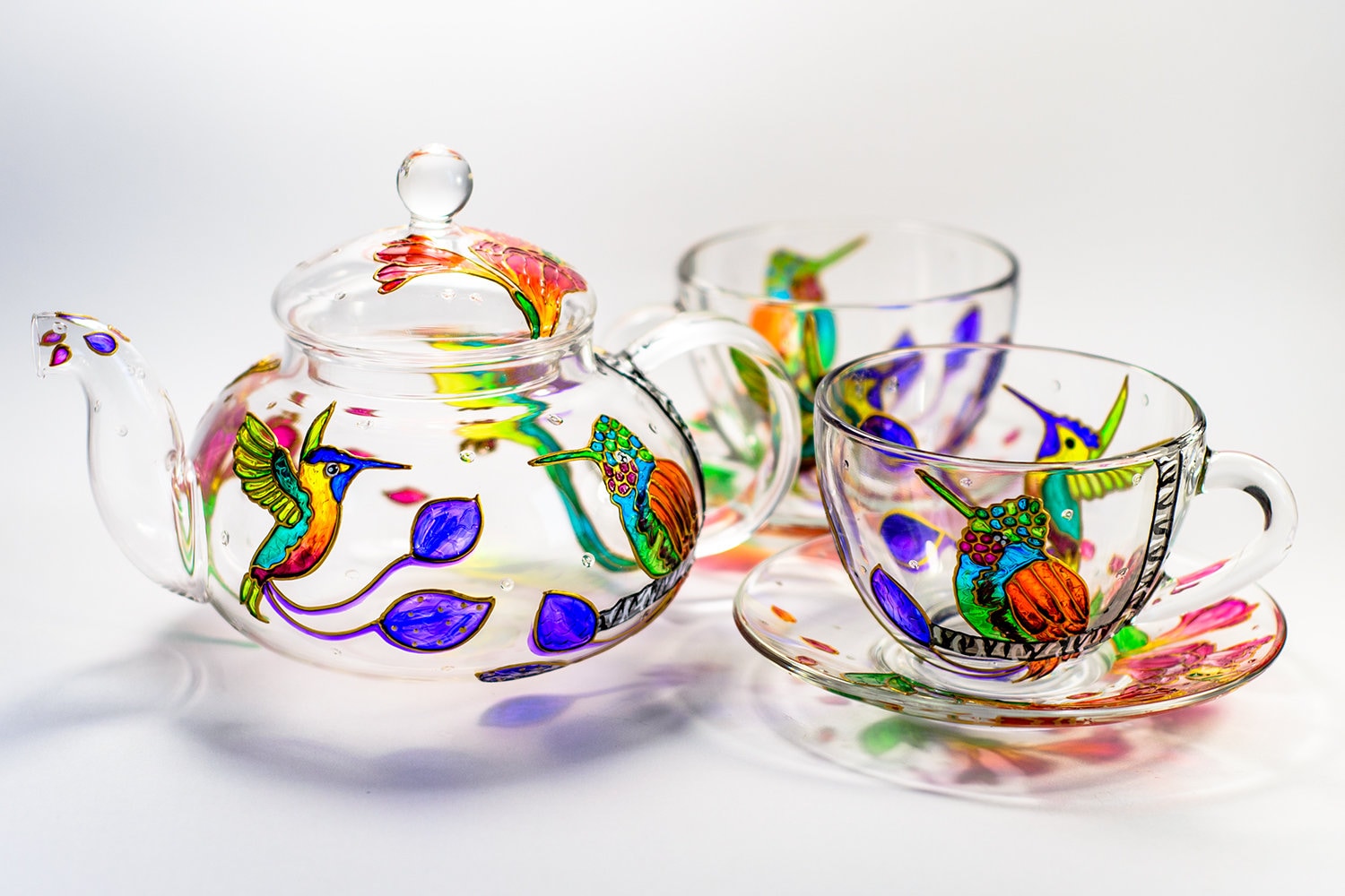 Mom Birthday Gift Personalized Tea Set Hand Painted Teapot | Etsy