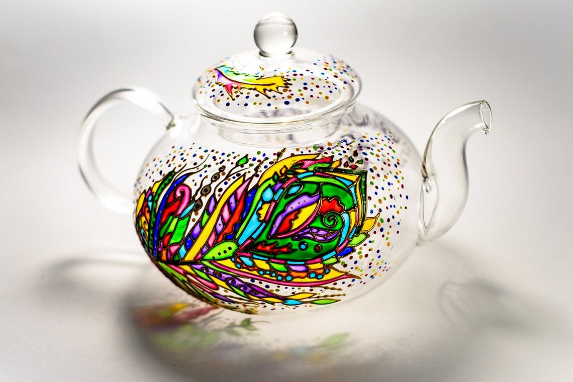Hand Painted Glass Teapot Gift for Tea Lover Hostess Gift - Etsy