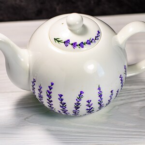 Ceramic Teapot Hand Painted Lavender Flowers Design, Personalized Women ...