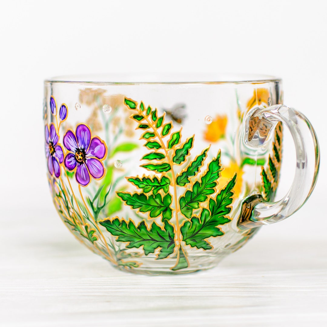 Personalized Fern Cup, Cottagecore Coffee Mug, Hand Painted Forest Mug ...