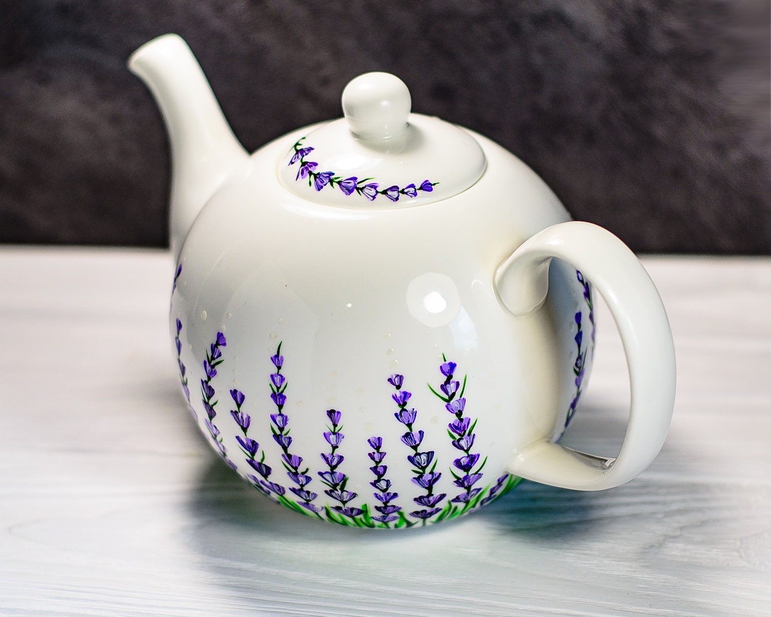 Ceramic Teapot Hand Painted Lavender Flowers Design | Etsy