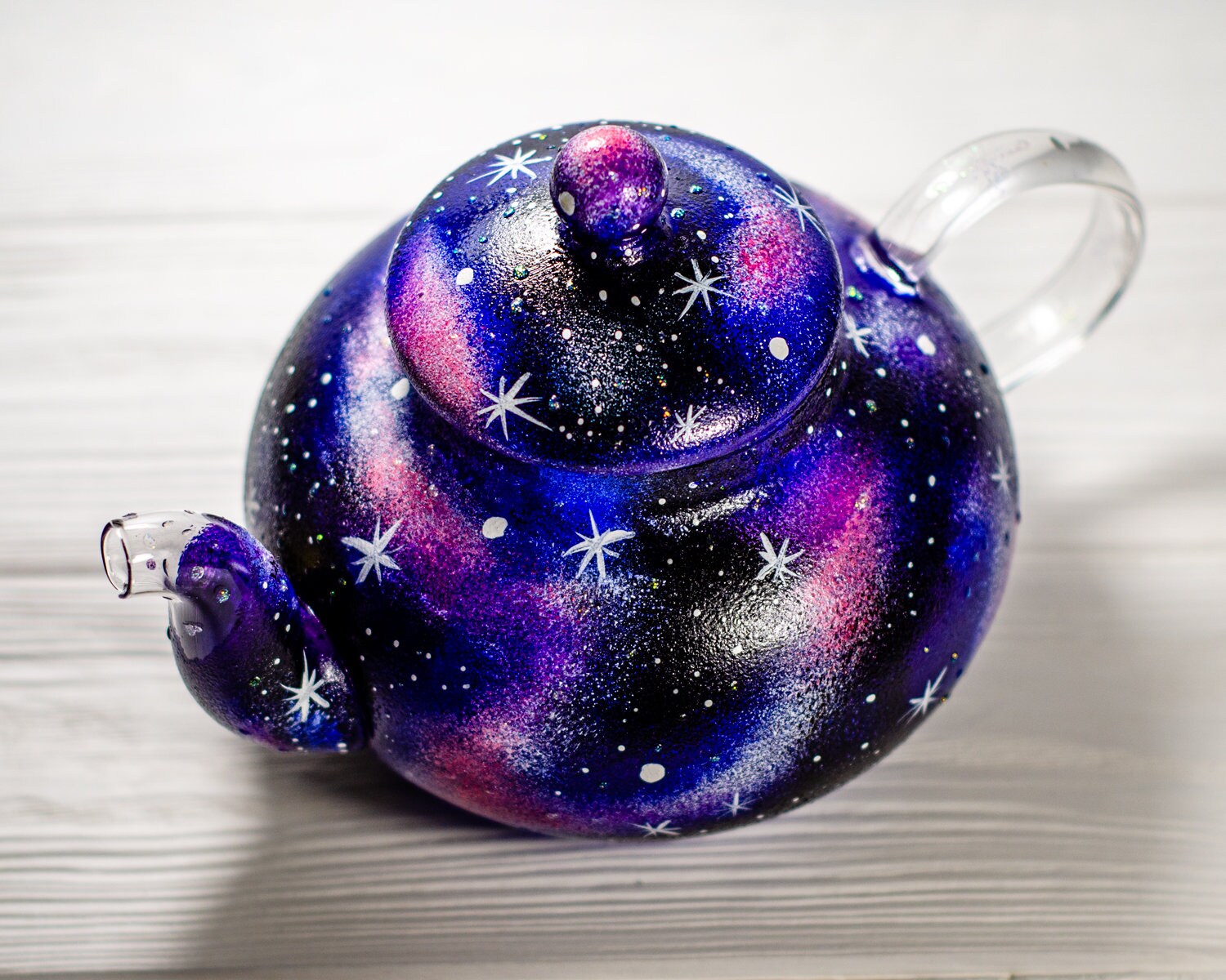 Celestial Wedding Gift Galaxy Teapot Glass Tea Pot Space | Etsy