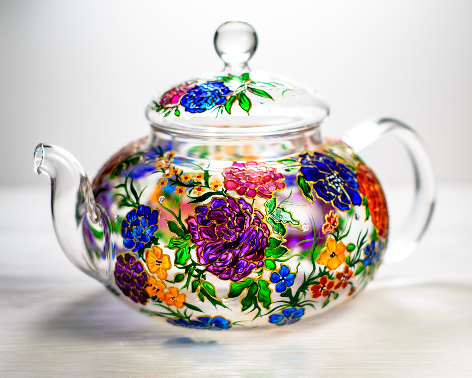 Personalized Gift for Mom Glass Teapot Flowers Christmas Gift - Etsy