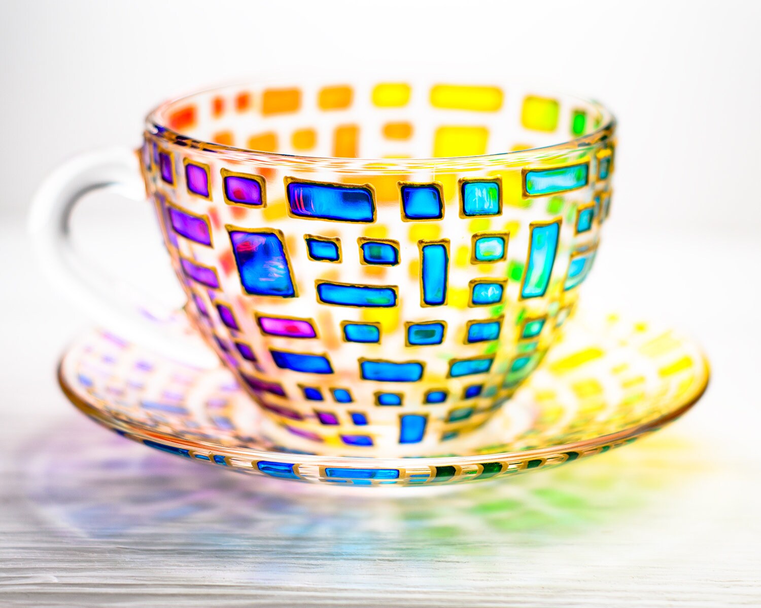 Tea Set Colorful Tea Cup and Saucer Personalized Tea Party | Etsy