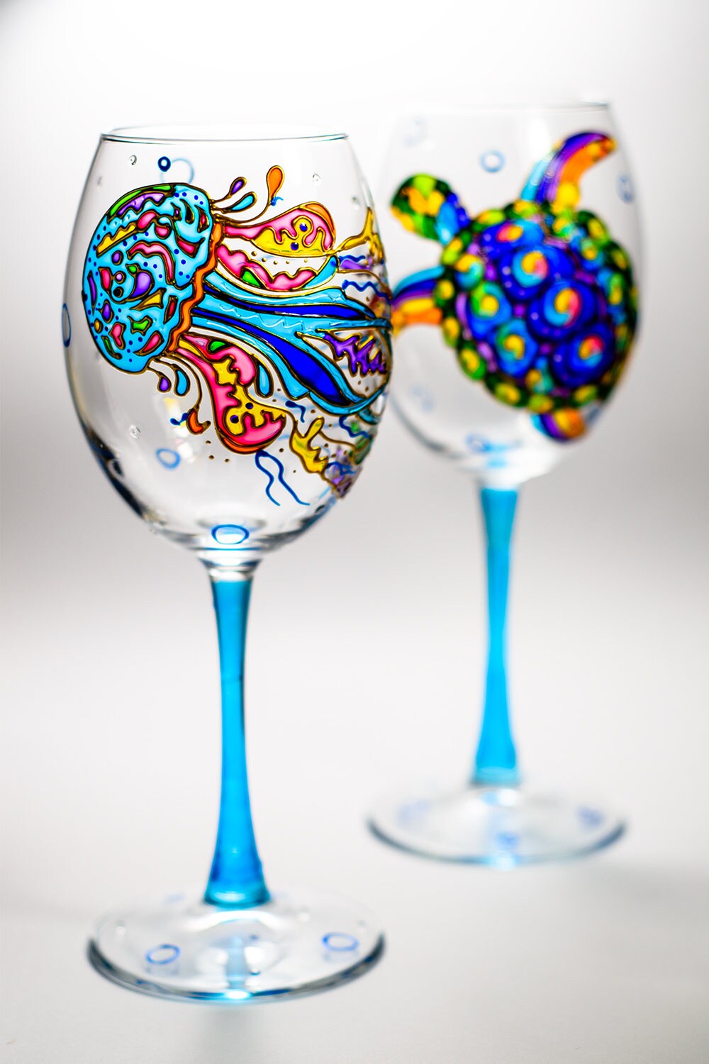 Beach Wedding Favors Hand Painted Wine Glasses Sea Turtle and | Etsy