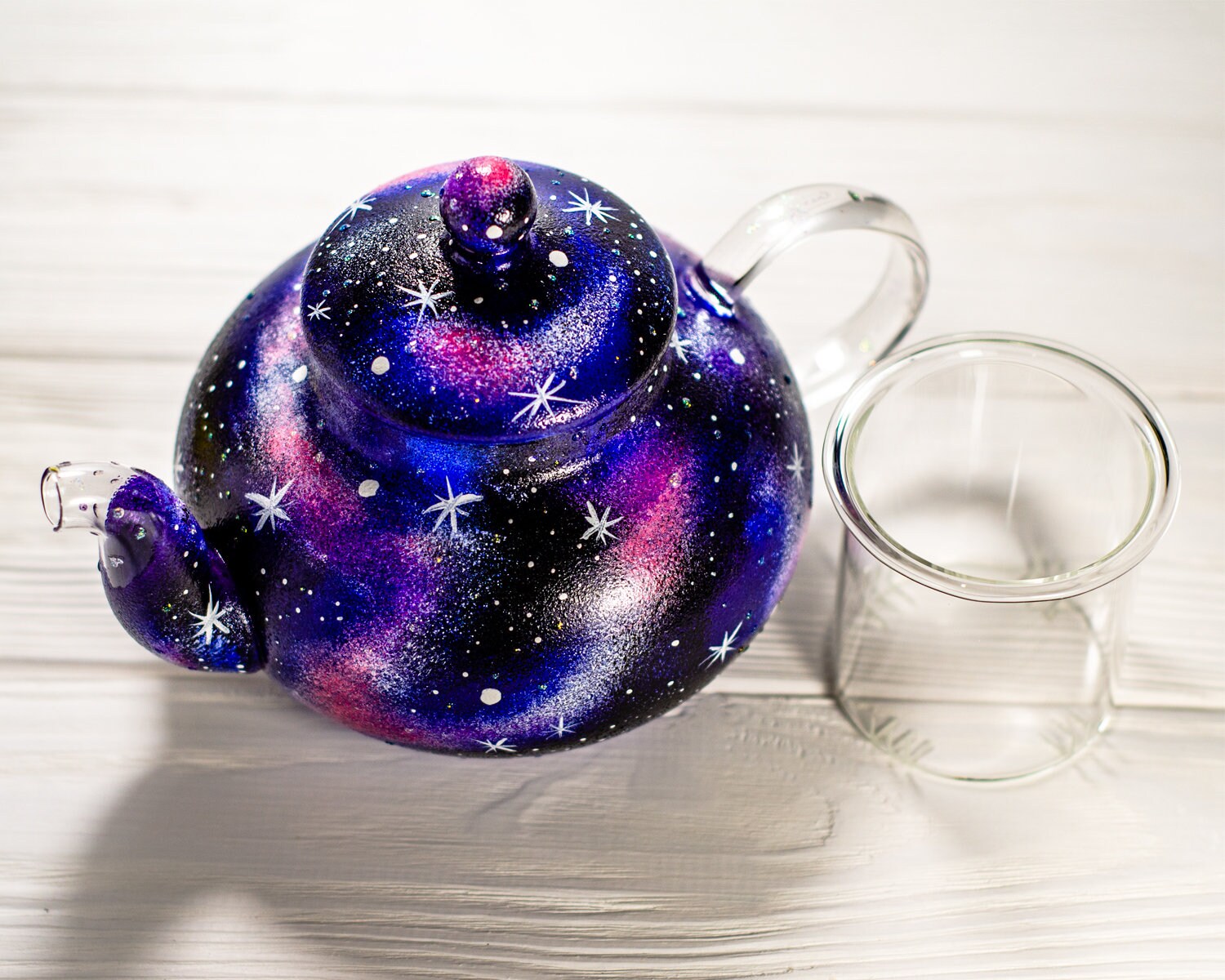 Celestial Wedding Gift Galaxy Teapot Glass Tea Pot Space | Etsy