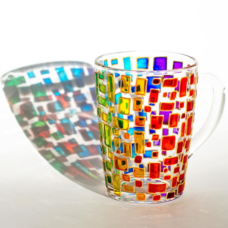 Colorful Coffee Mug, Handmade Rainbow Cup, Mosaic Glass Design - Etsy