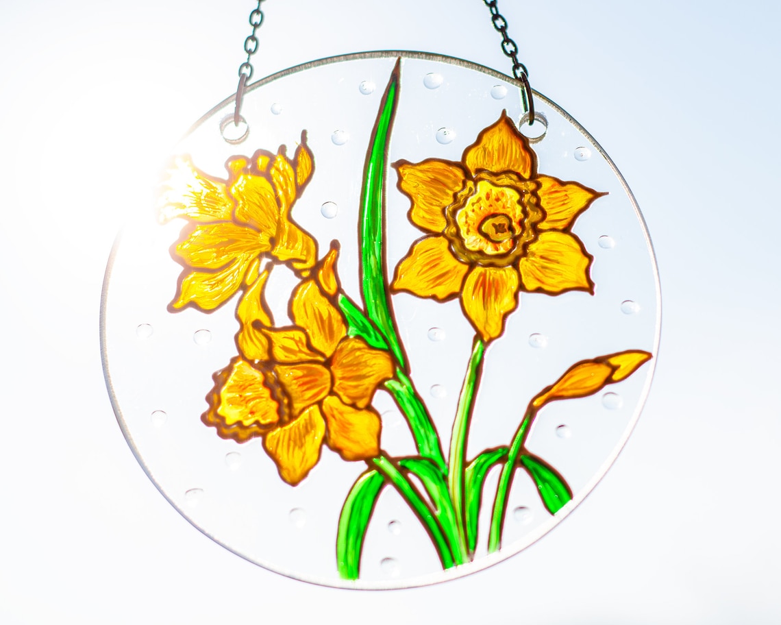 Stained Glass Window Hangings Flowers Suncathcer Stained - Etsy