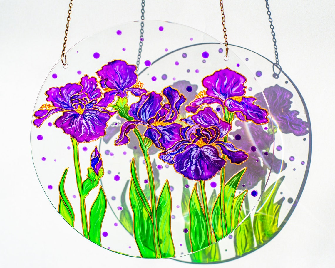Stained Glass Window Hanging Flowers Suncatcher Custom - Etsy