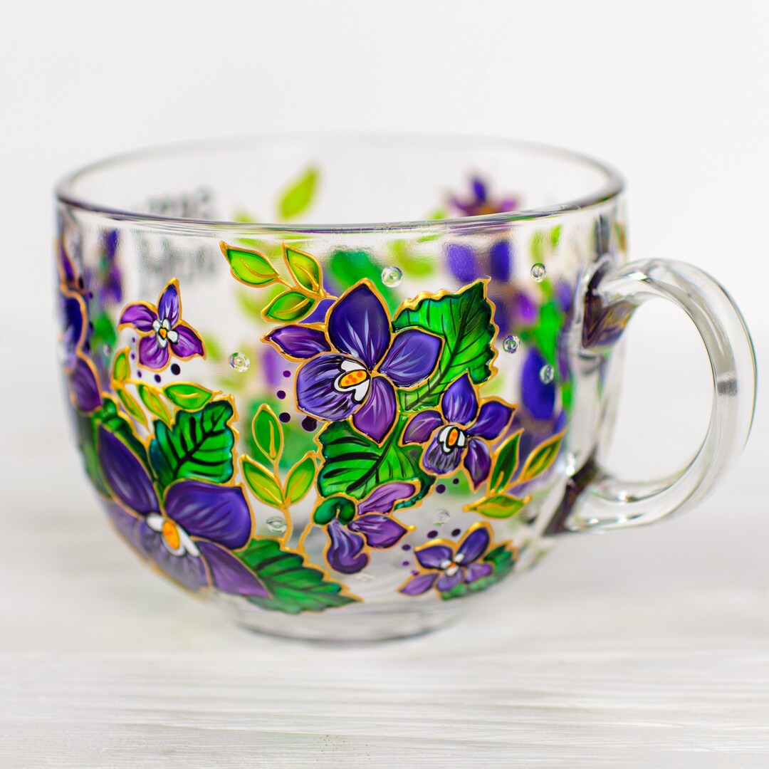 Pansies Violet Mug Personalized Flowers Gift, Floral Coffee Mug ...
