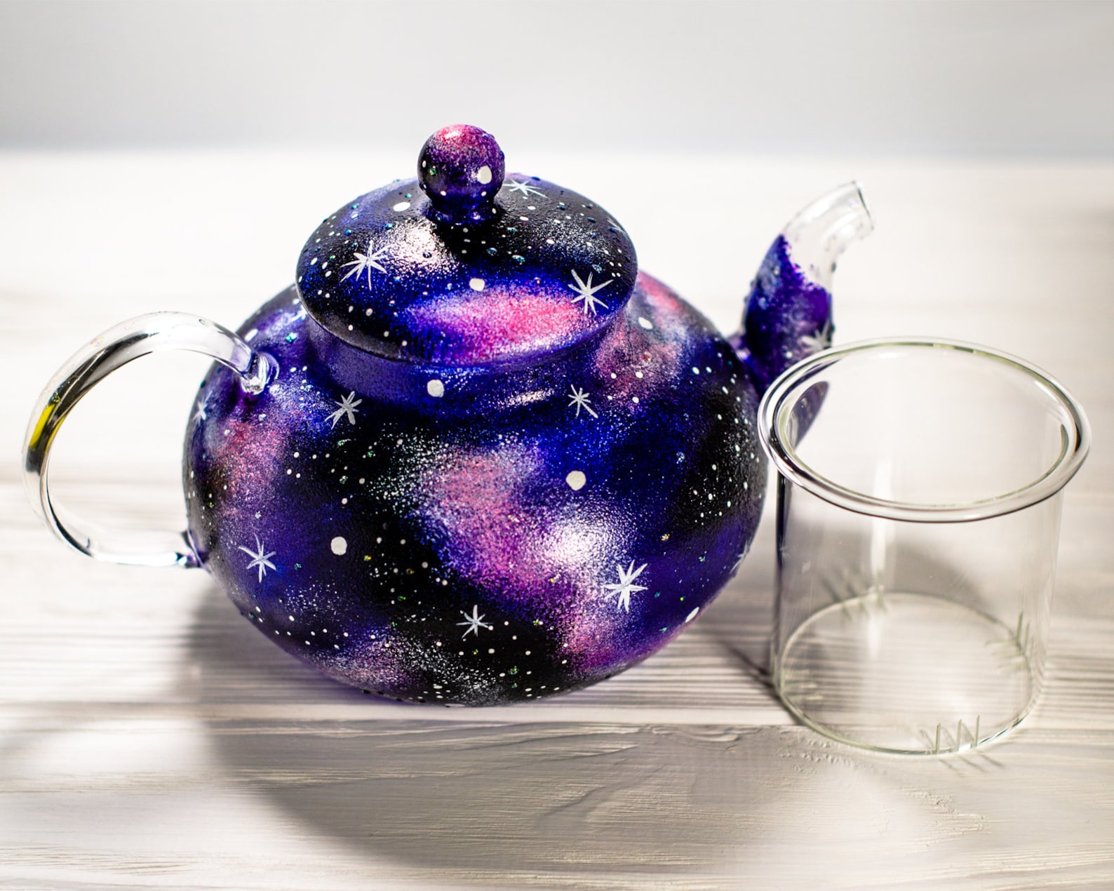 Celestial Wedding Gift Galaxy Teapot Glass Tea Pot Space | Etsy