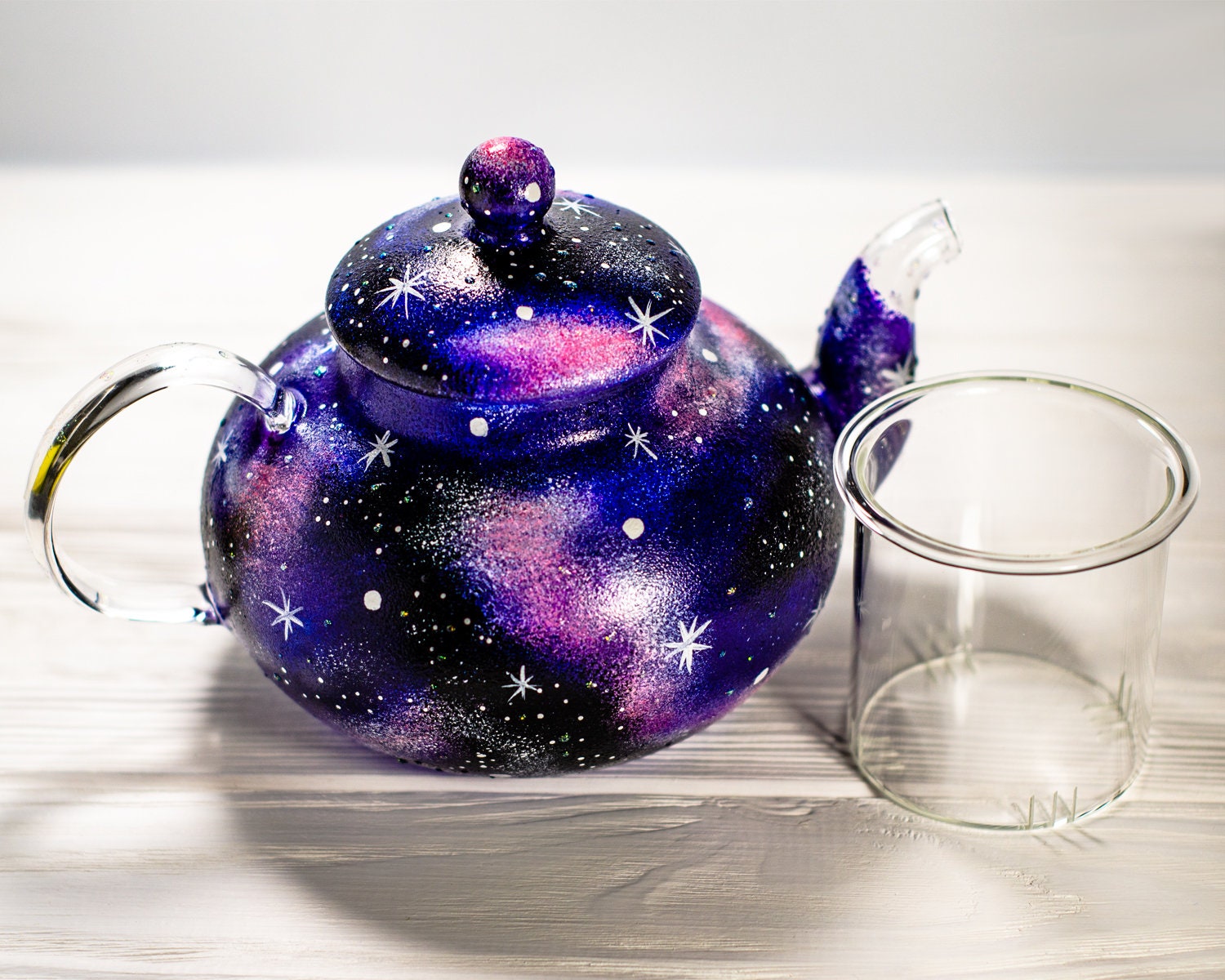 Celestial Wedding Gift Galaxy Teapot Glass Tea Pot Space | Etsy