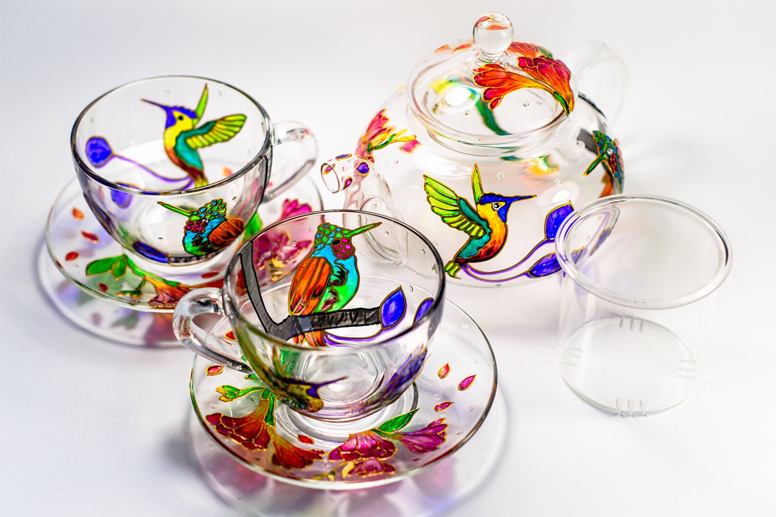 Mom Birthday Gift Personalized Tea Set Hand Painted Teapot | Etsy