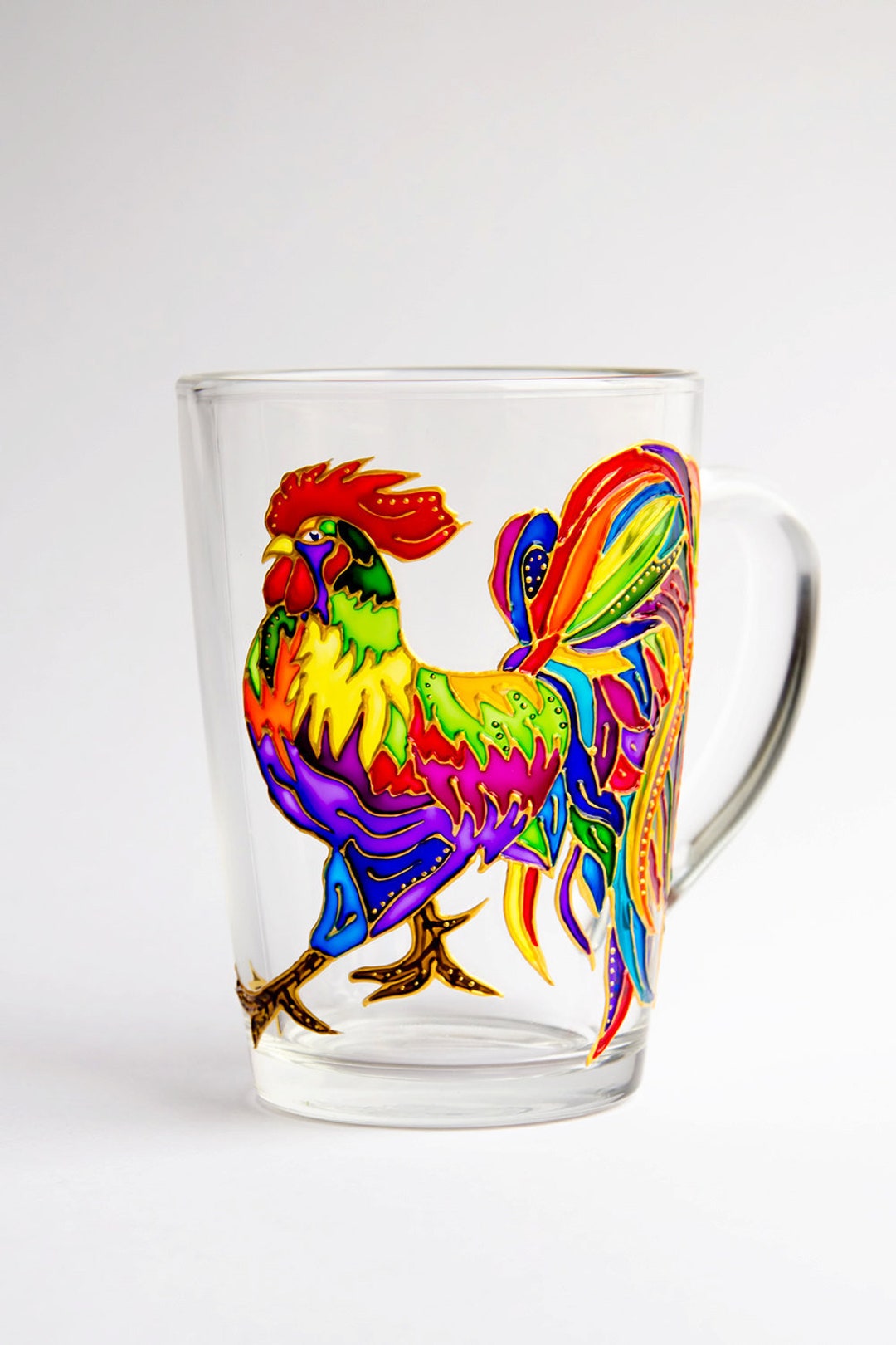 Rooster Mug Cock Coffee Mug Hens Design Colorful Chicken Handmade Mug ...