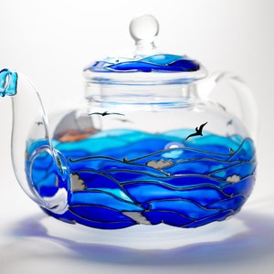 Ocean Teapot Hand Painted, Coastal Kitchen Decor, Beach Theme Gift - Etsy