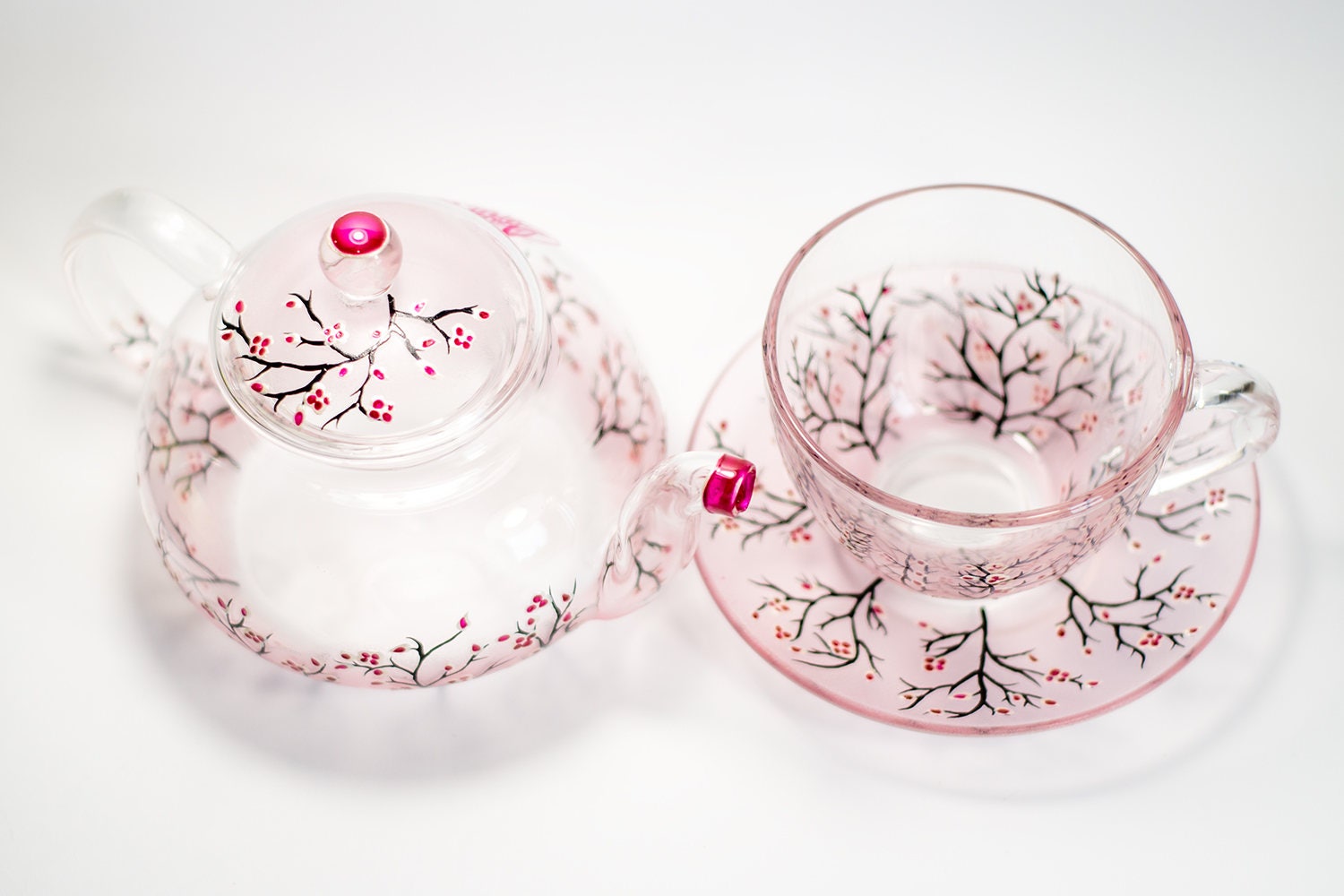 Personalized Tea Set Teapot With Cups and Saucers Cherry - Etsy UK