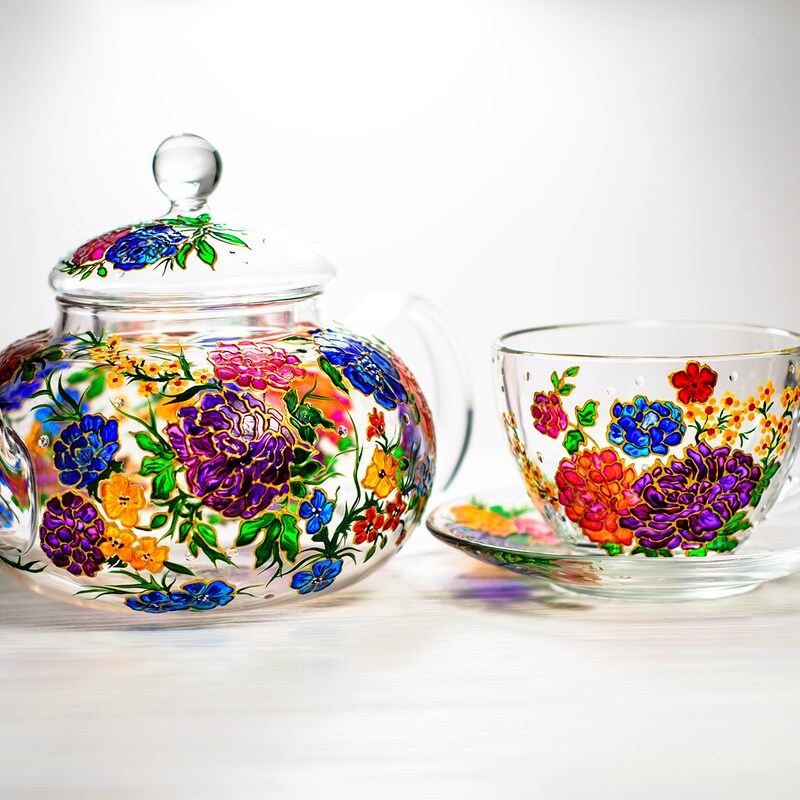 Hand Painted Tea Set - Etsy