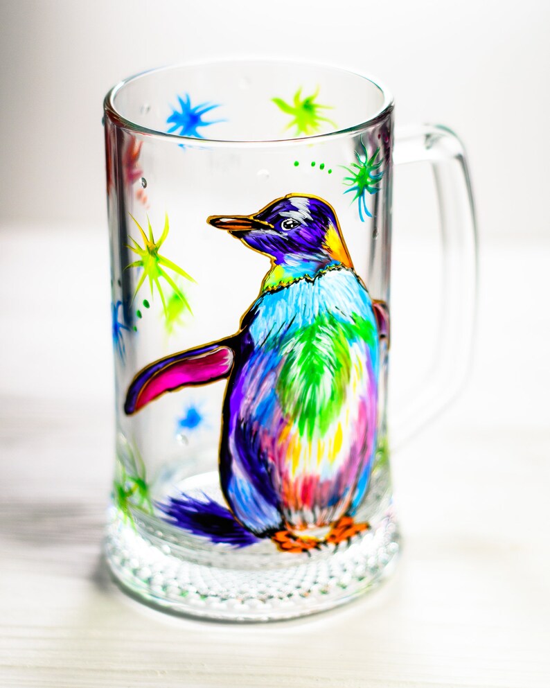 Funny Beer Mug Personalized Beer Glass Penguin Mug Unique | Etsy