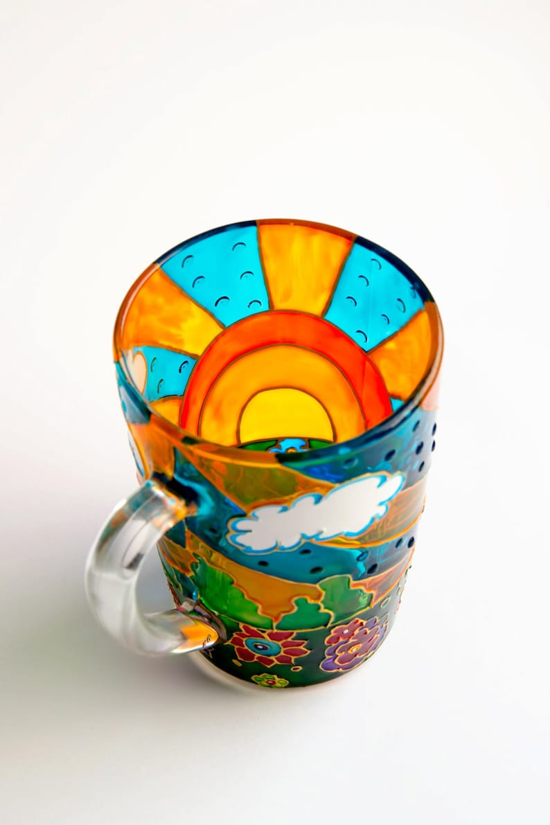 Sun Mug Coffee Mug Sunrise Sun Art Hand Painted Tea Mug - Etsy