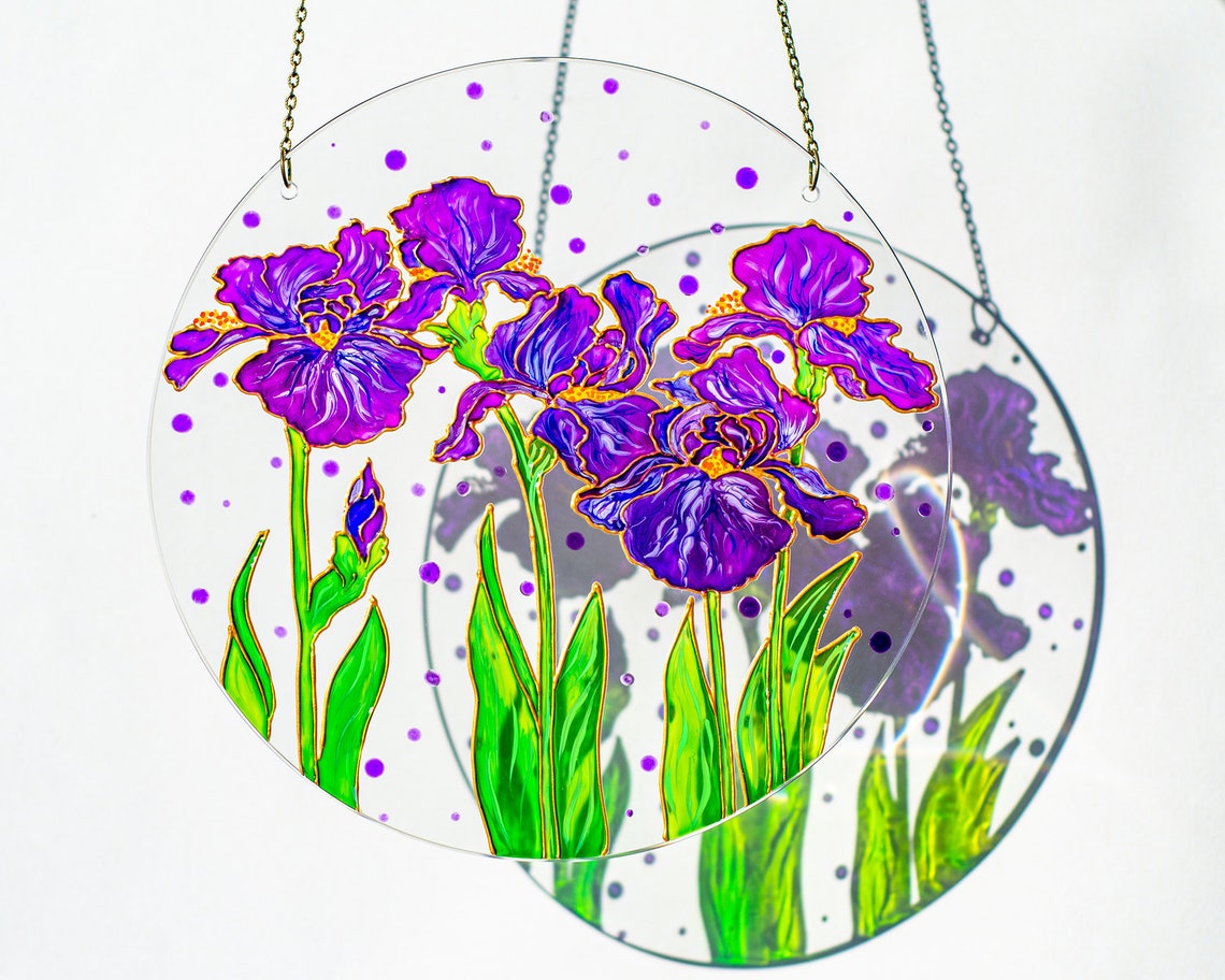 Stained Glass Window Hanging Flowers Suncatcher Custom - Etsy