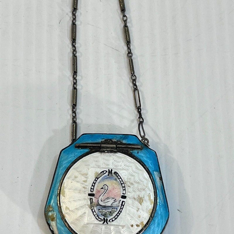 Antique Compact With Chain - Etsy