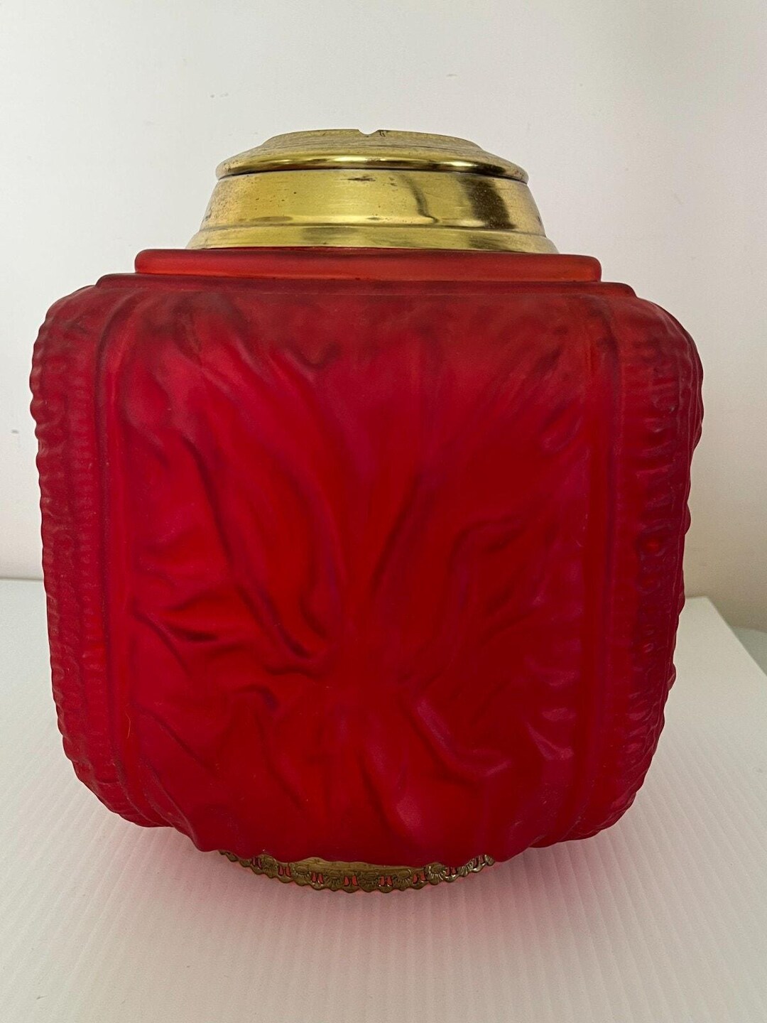 Antique 1880s Red Satin CONSOLIDATED GLASS IMPERIAL Diamond Grape Gwtw ...