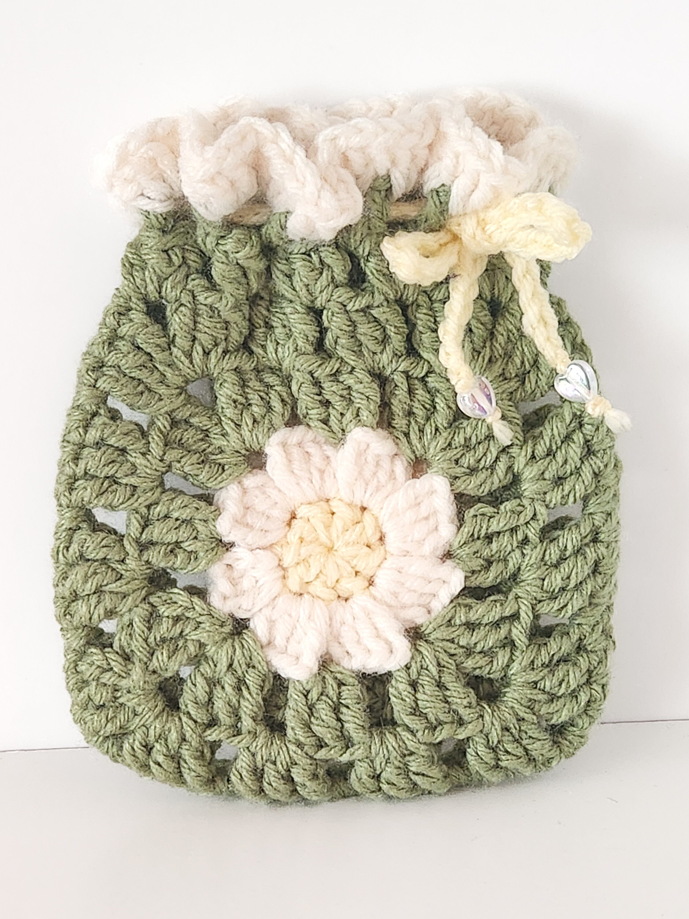 Sage Green Daisy Granny Square Drawstring Bag - Etsy