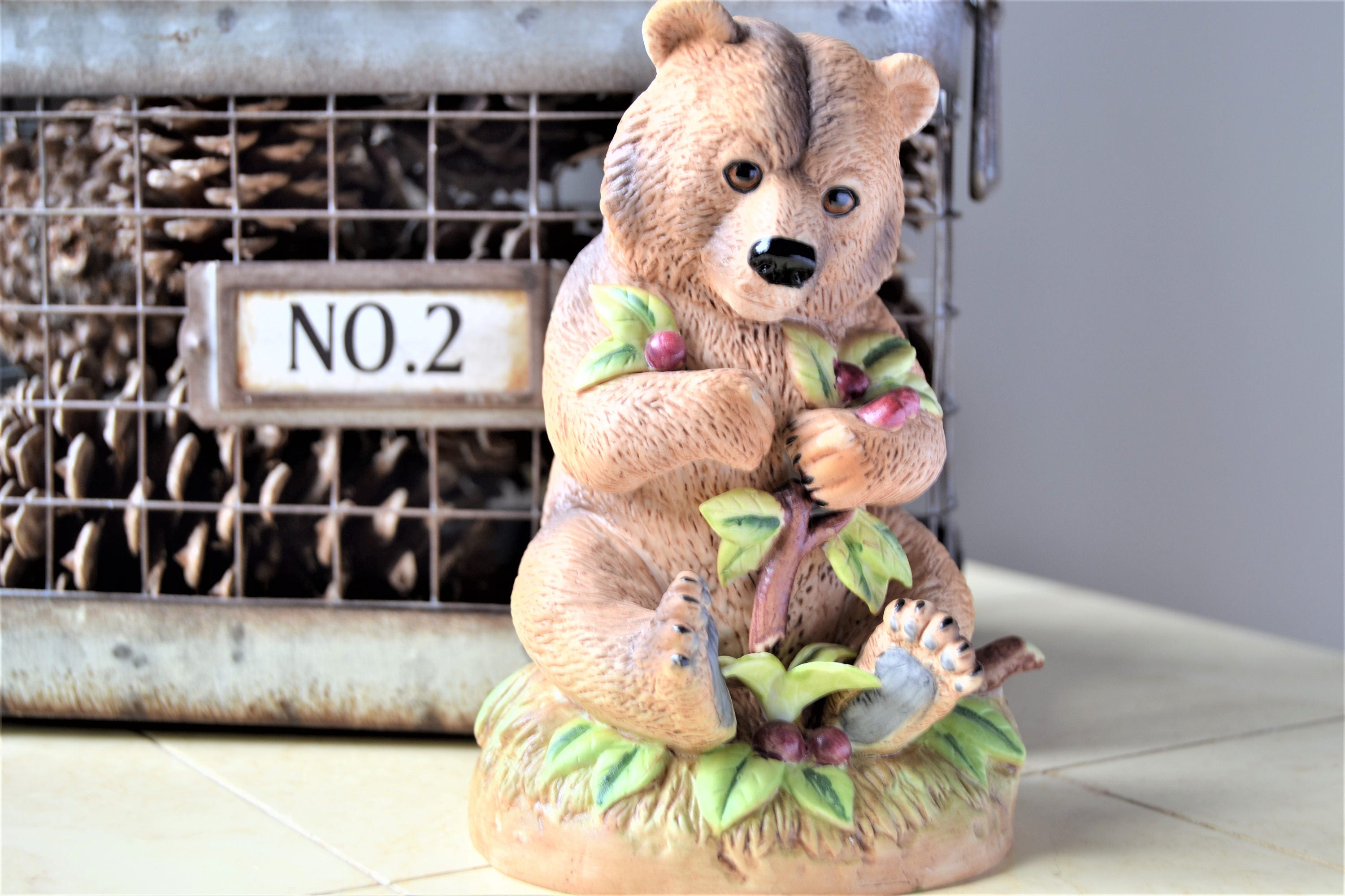 BEAR STATUE Handpainted Brown Bear Baby Bear Picnic Collectible Bear - Etsy