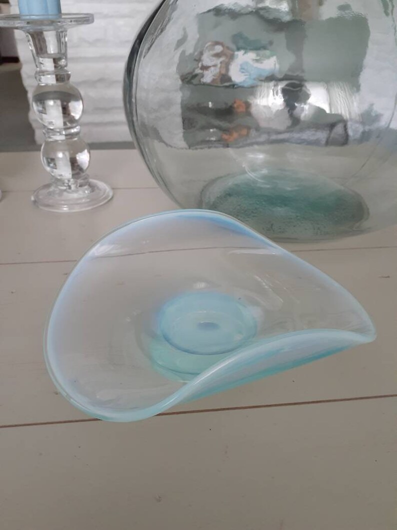 AQUA VASELINE GLASS Dish Curled Edge Candy Dish Lit From Within Blue - Etsy