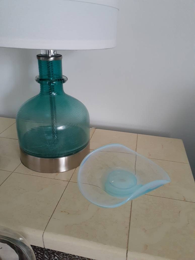 AQUA VASELINE GLASS Dish Curled Edge Candy Dish Lit From Within Blue - Etsy