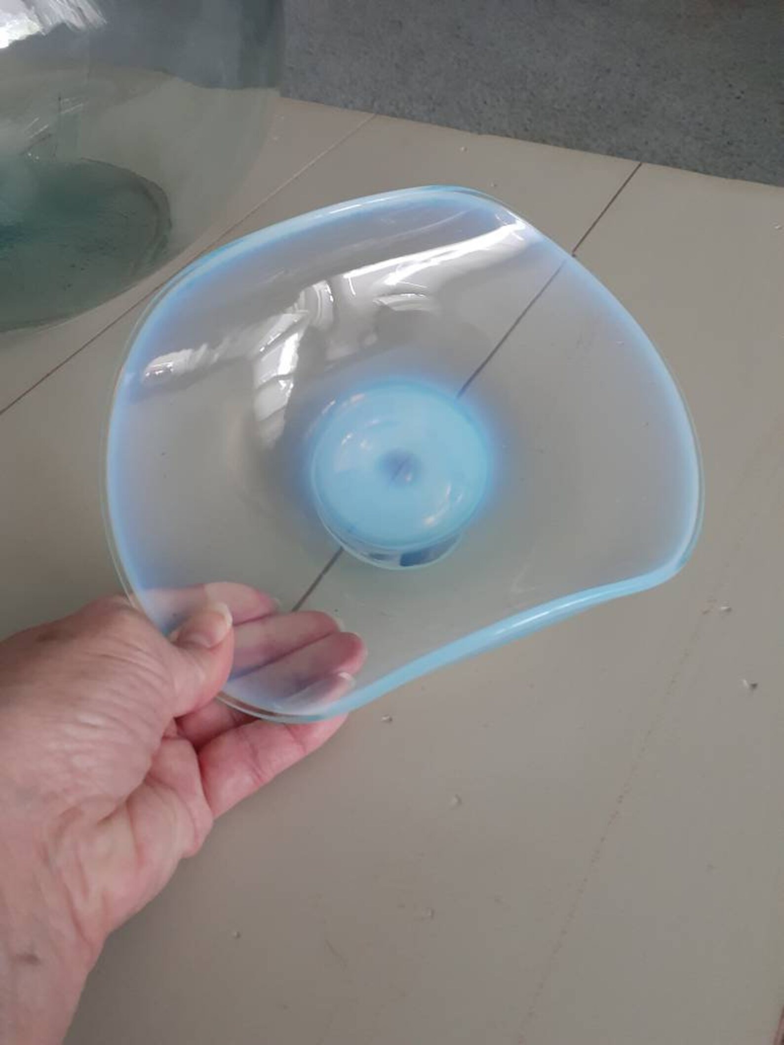 AQUA VASELINE GLASS Dish Curled Edge Candy Dish Lit From Within Blue - Etsy