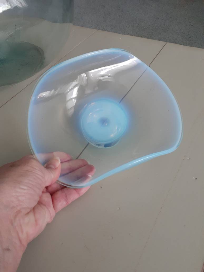 AQUA VASELINE GLASS Dish Curled Edge Candy Dish Lit From Within Blue - Etsy