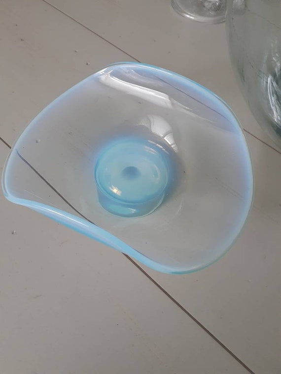 AQUA VASELINE GLASS Dish Curled Edge Candy Dish Lit From - Etsy