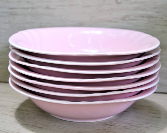 PINK PORCELAIN BOWLS Set of 7 Anchor Dinnerware Soup Cereal - Etsy