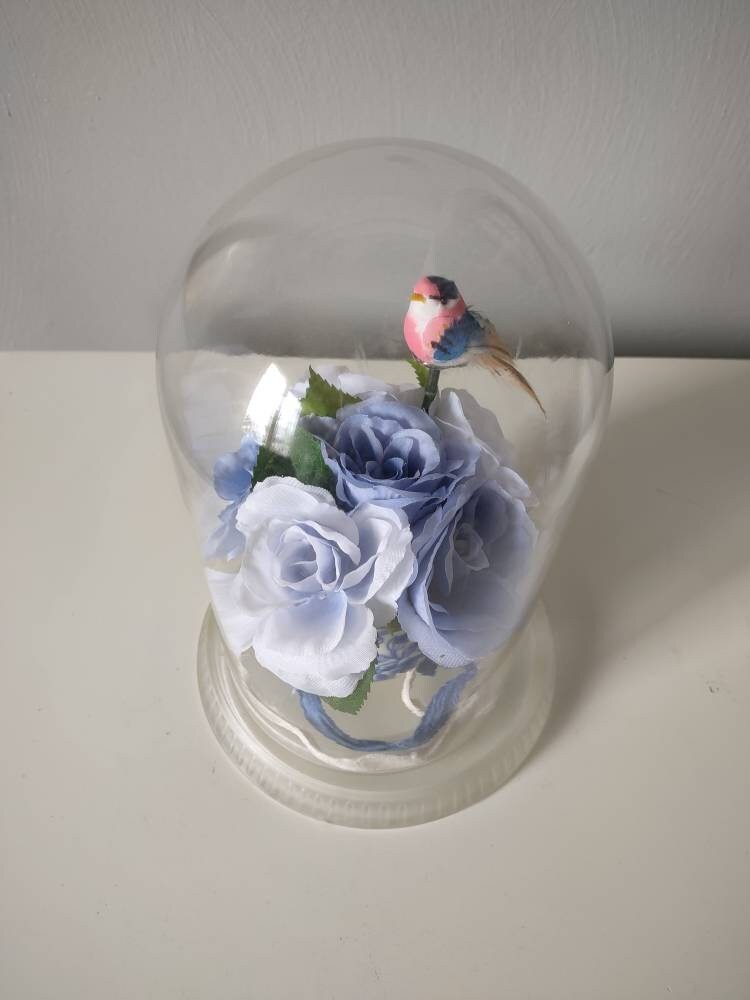 Blue Cloche Wedgewood China Look Floral and Bird Cloche - Etsy