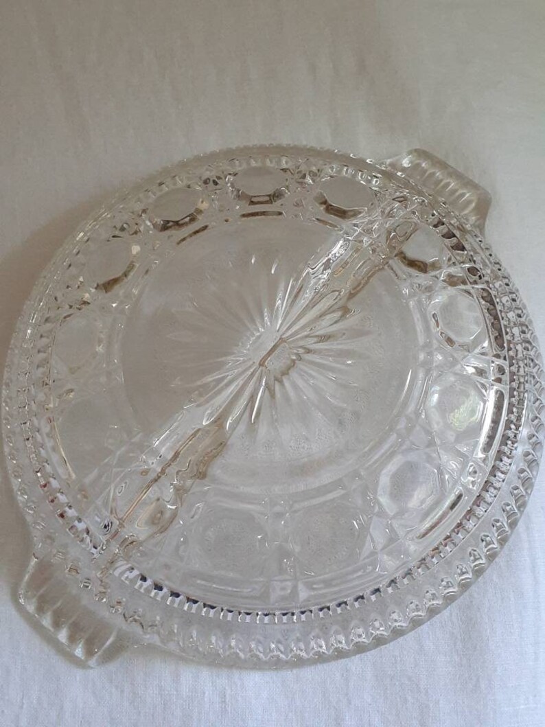 Pressed Glass Divided Condiment Dish Serving Tray Vintage Cut Glass - Etsy