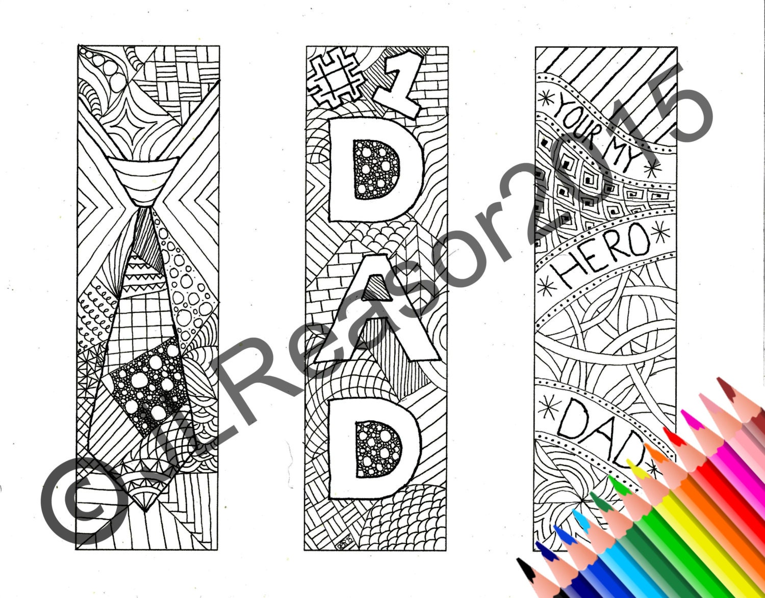 Father's Day Hero Dad Bookmark Download, Color Your Own BOOKMARKS PDF ...