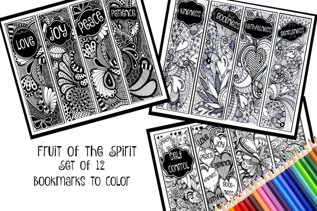 SET OF 12 Printable Coloring Pages, Fruit of the Spirit, Bible ...
