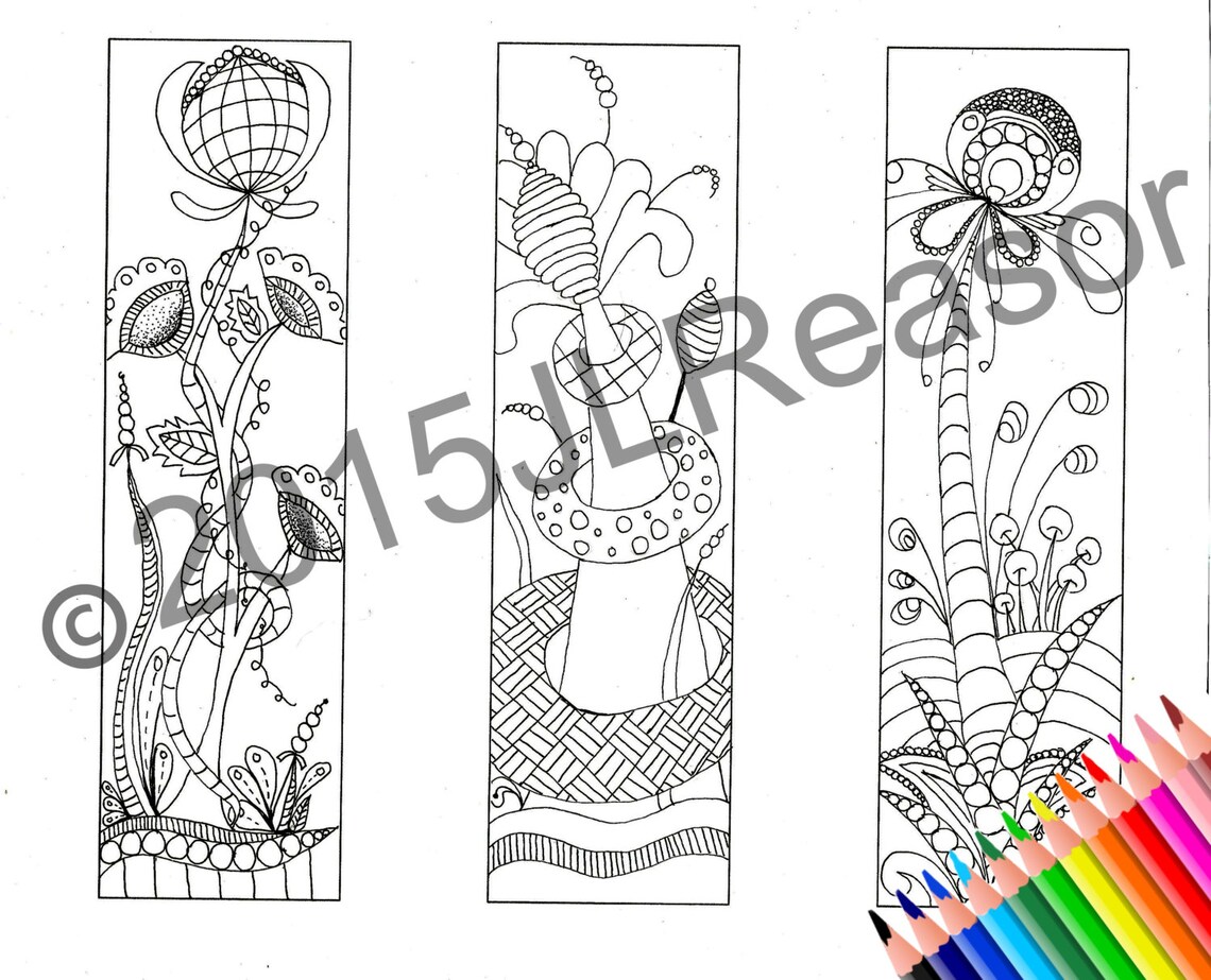 Printable Adult Bookmark Coloring Page, Instant Download, Zentangle ...