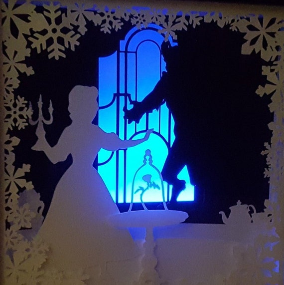 Belle Beauty and the Beast Paper Cut Light Box Art / Paper | Etsy
