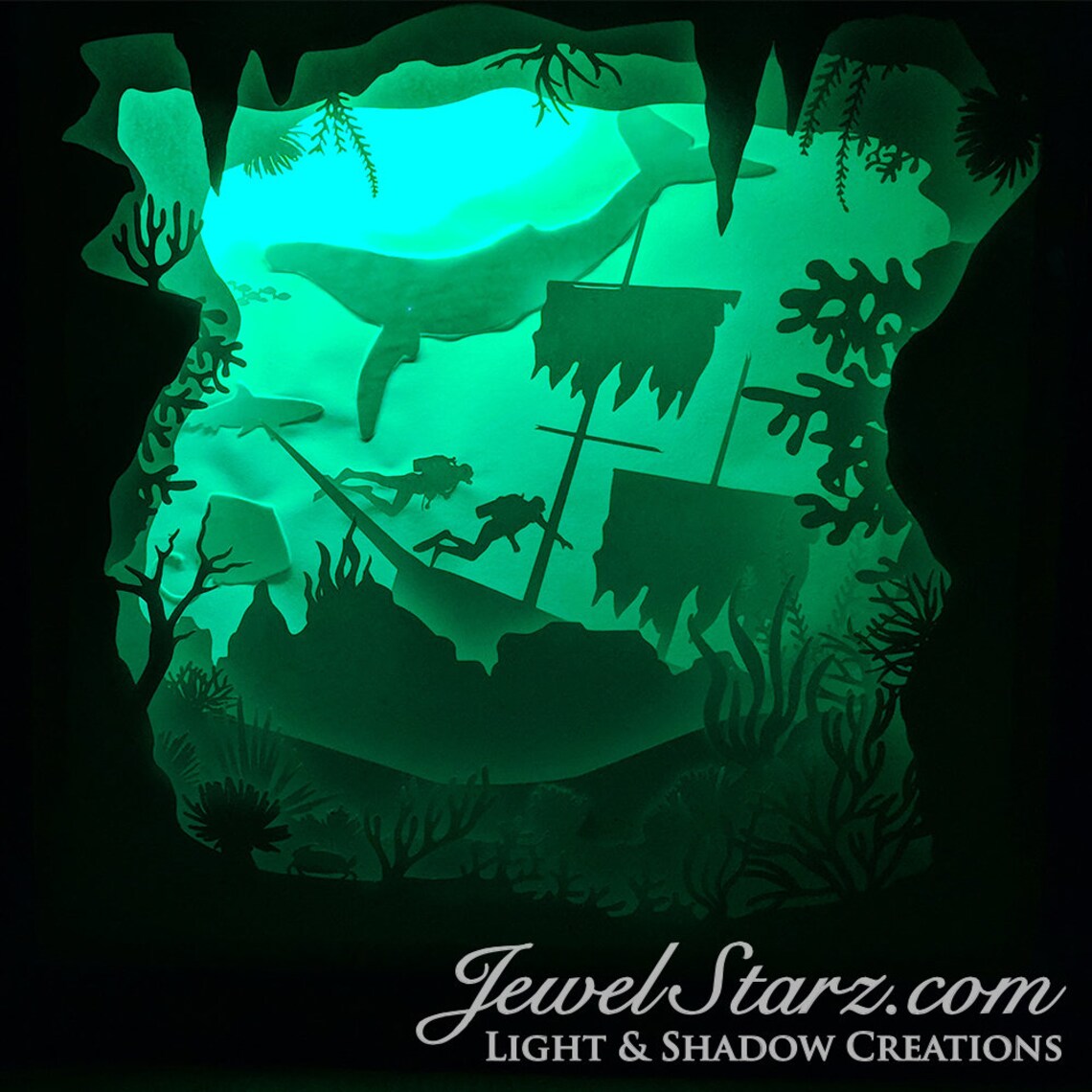 Underwater Scuba Shipwreck Paper Cut Light Box / Ocean Paper Art ...